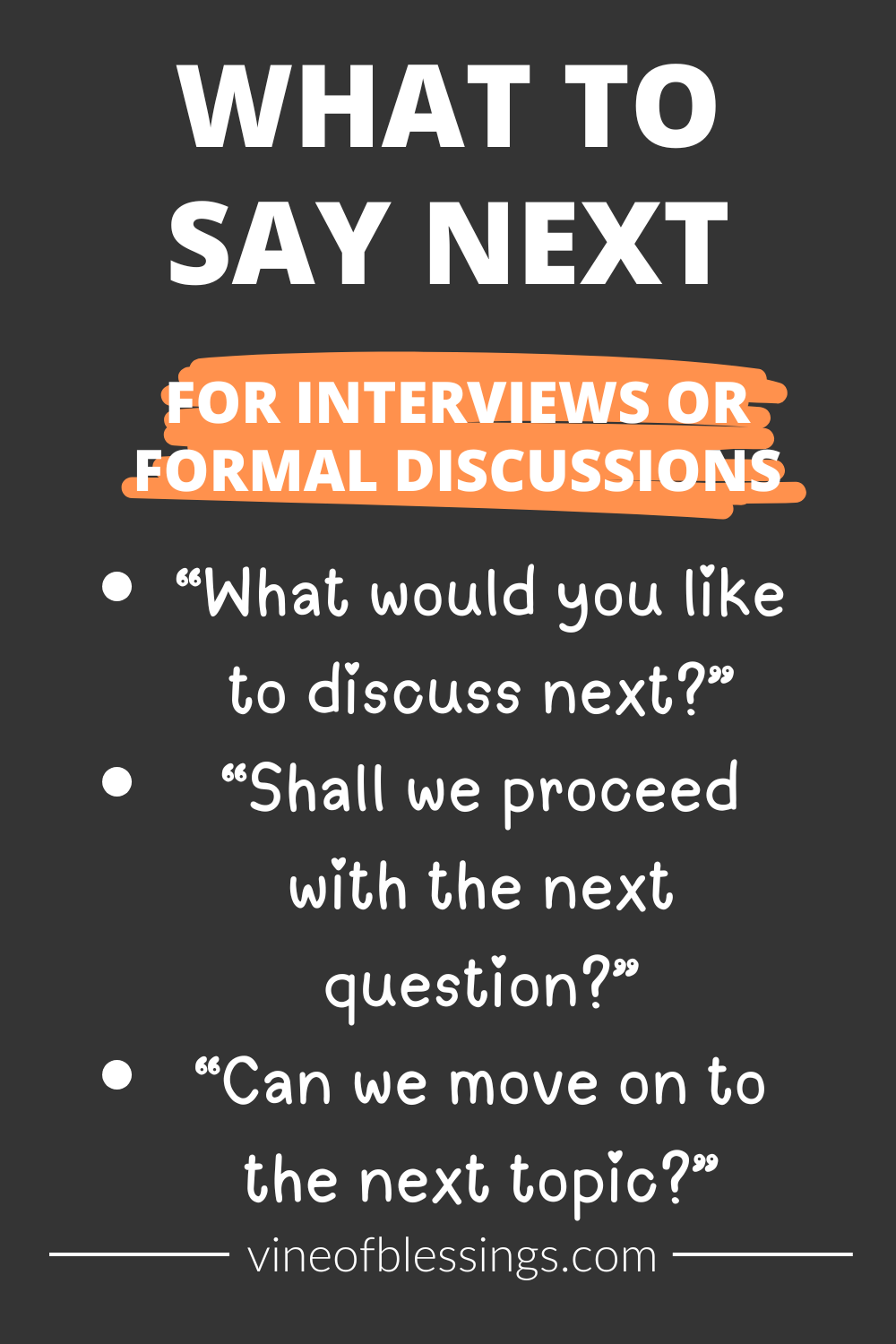 13 Examples of Other Ways to Say "What to Say Next" | Vine of Blessings